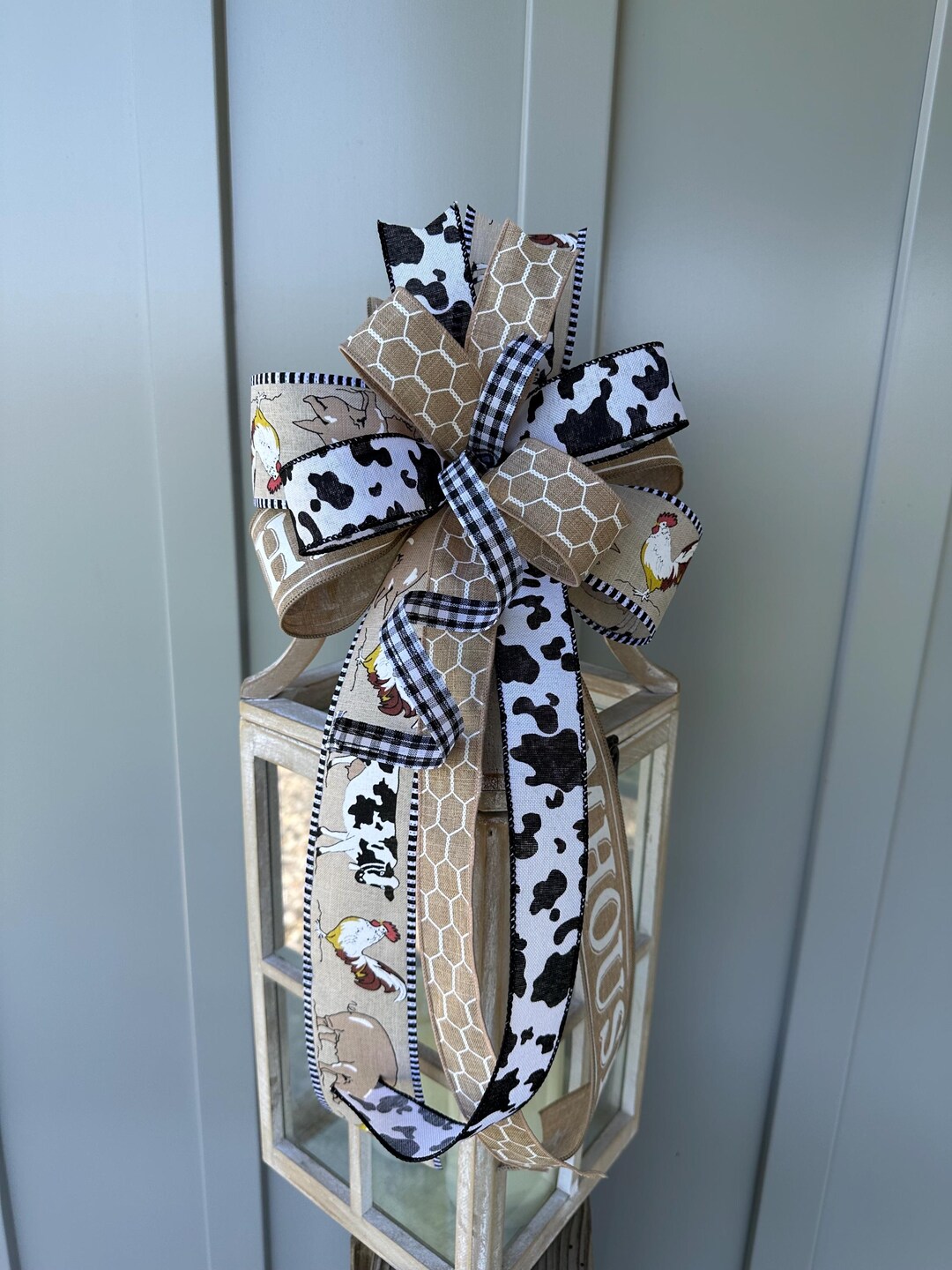 Farmhouse Bow: Cow Hide & Farm Animal Print, Year-round Decor - Etsy