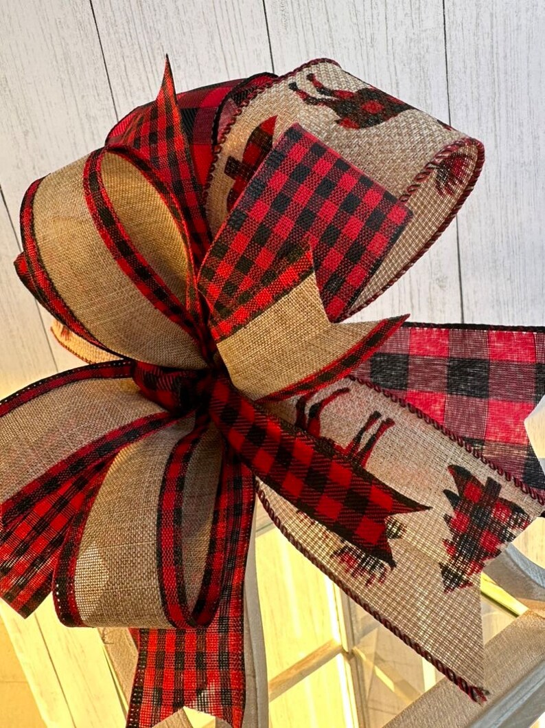 Red and Black Buffalo Check Christmas Bow Gingham Check and - Etsy