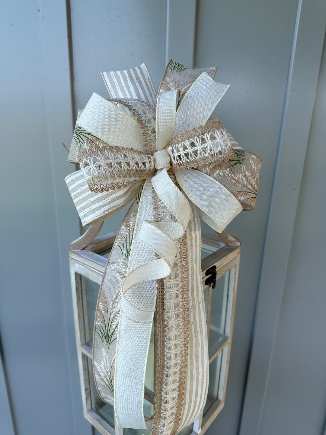 Pampas Grass Wreath Bow: Neutral Tan & Cream Bohemian Decor - Etsy