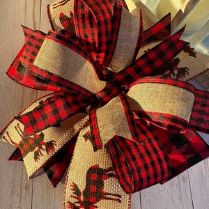 Red and Black Buffalo Check Christmas Bow, Gingham Check and Buffalo ...
