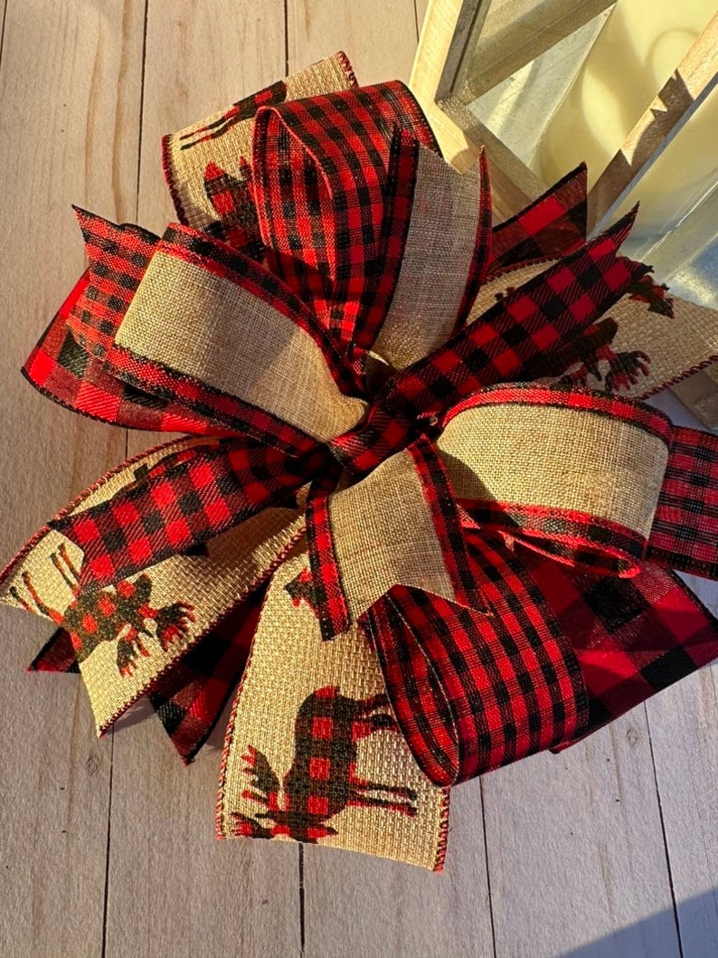 Red and Black Buffalo Check Christmas Bow Gingham Check and - Etsy