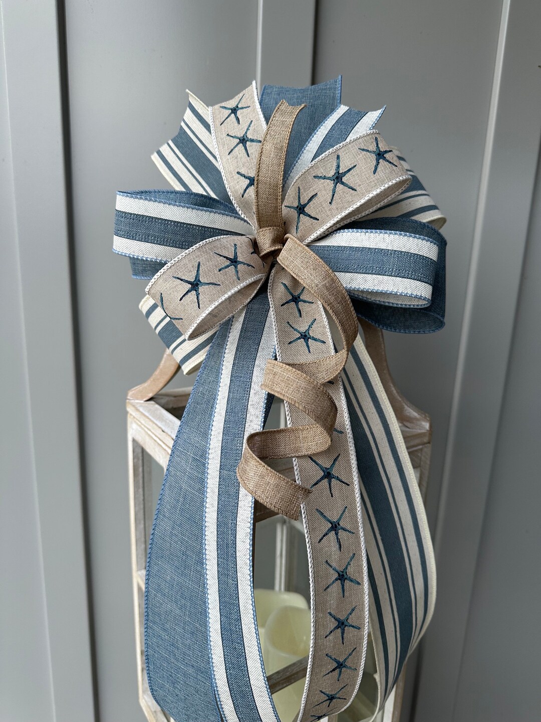 Everyday Nautical Bow in Stone Washed Denim Blue Tan and Ivory ...