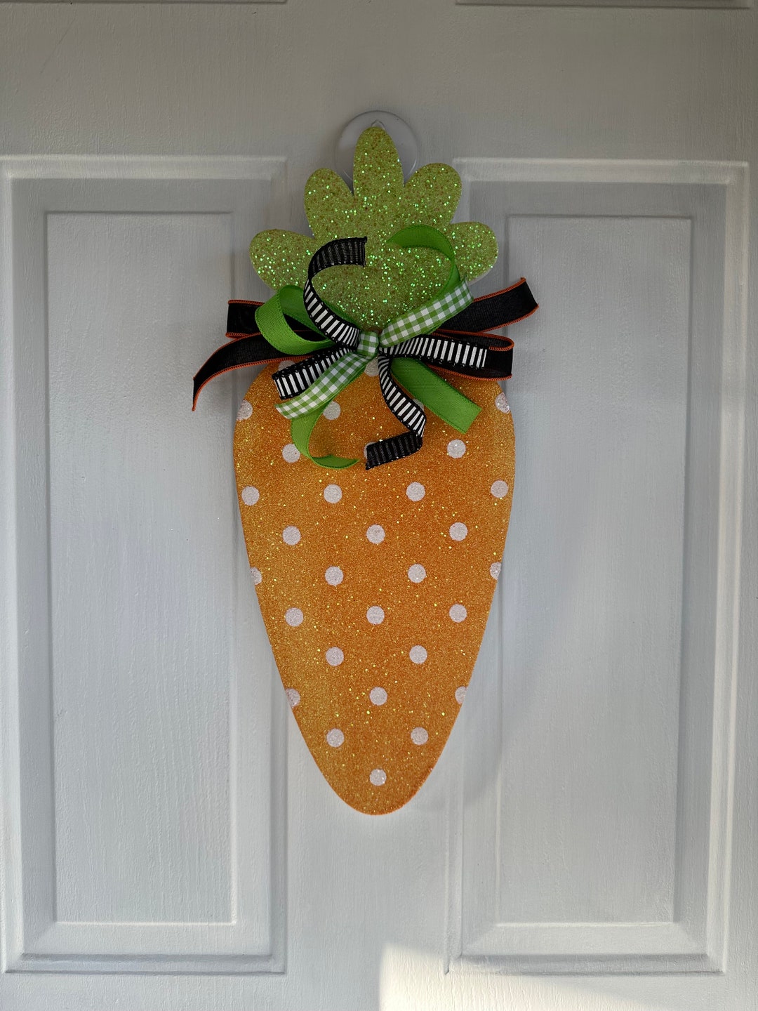 Glitter Easter Carrot Door Hanger: Polka Dot Spring Decor - Etsy