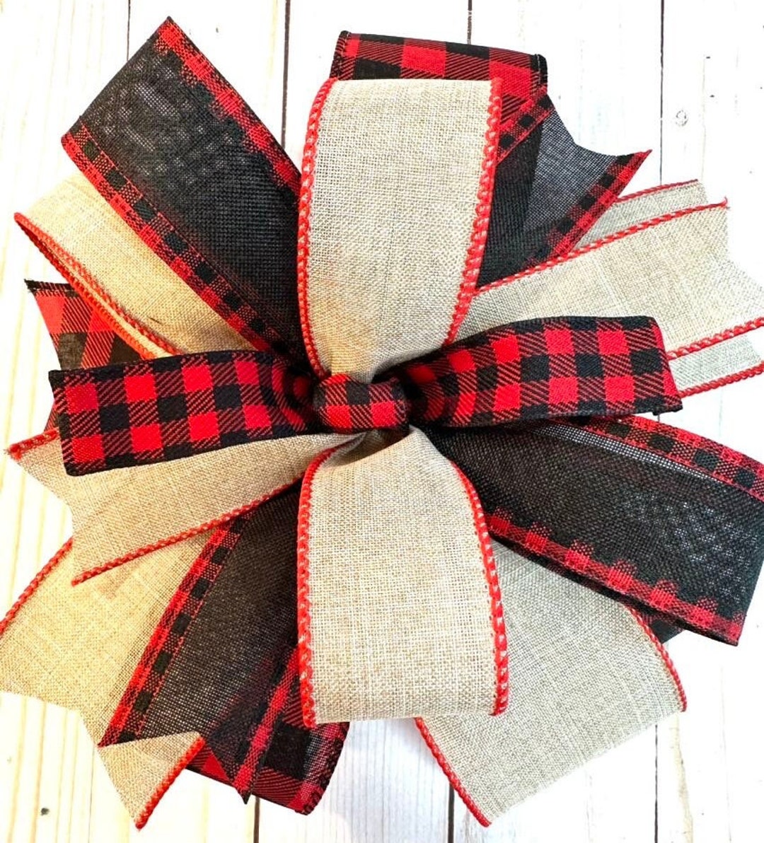 Red and Black Buffalo Check Christmas Bow Red Buffalo Check - Etsy