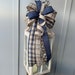 Blue & Tan Plaid Bow With Cotton Bolls for Wreaths Lanterns Swags ...