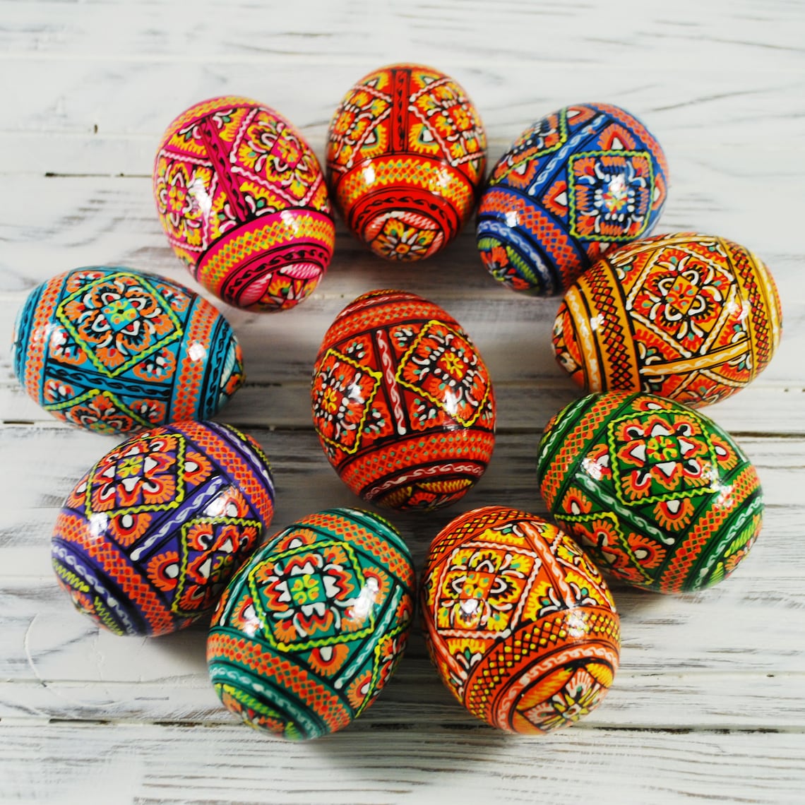 Easter Pysanky Set 10 Ukrainian Traditional Wooden Eggs Hand - Etsy