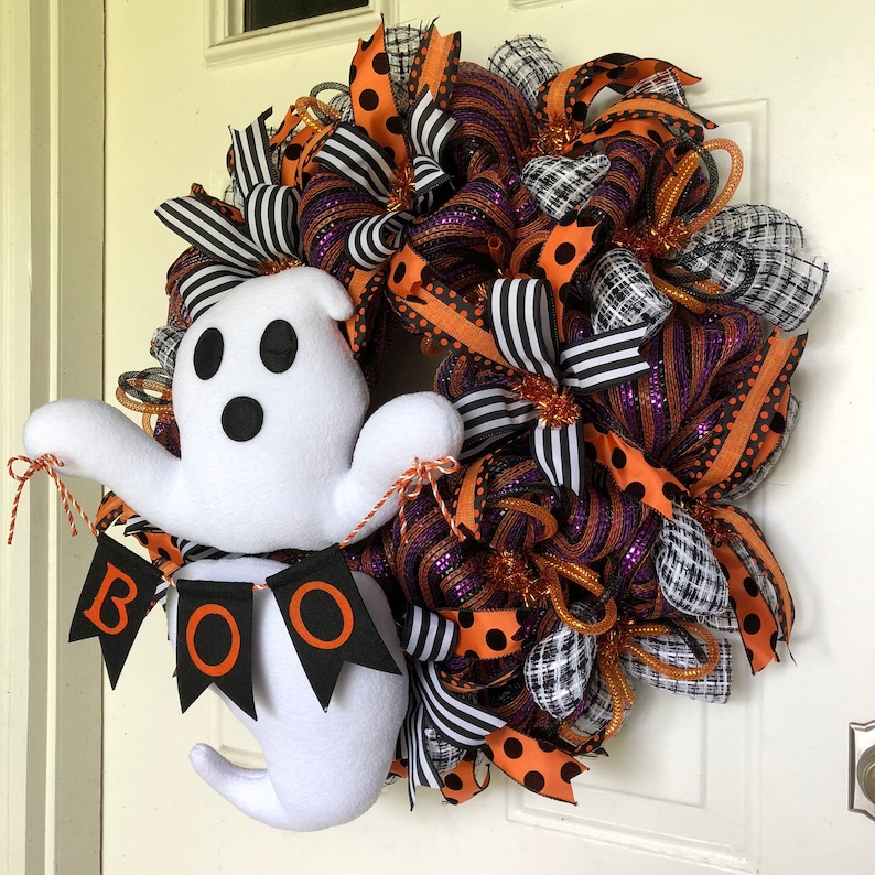 Halloween Wreath Ghost Wreath Halloween Decor Halloween - Etsy