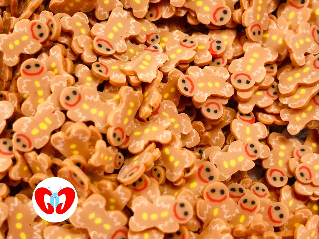 GINGERBREAD MAN Fimo Faux Sprinkles Spangles Polymer Clay Slices Slime ...