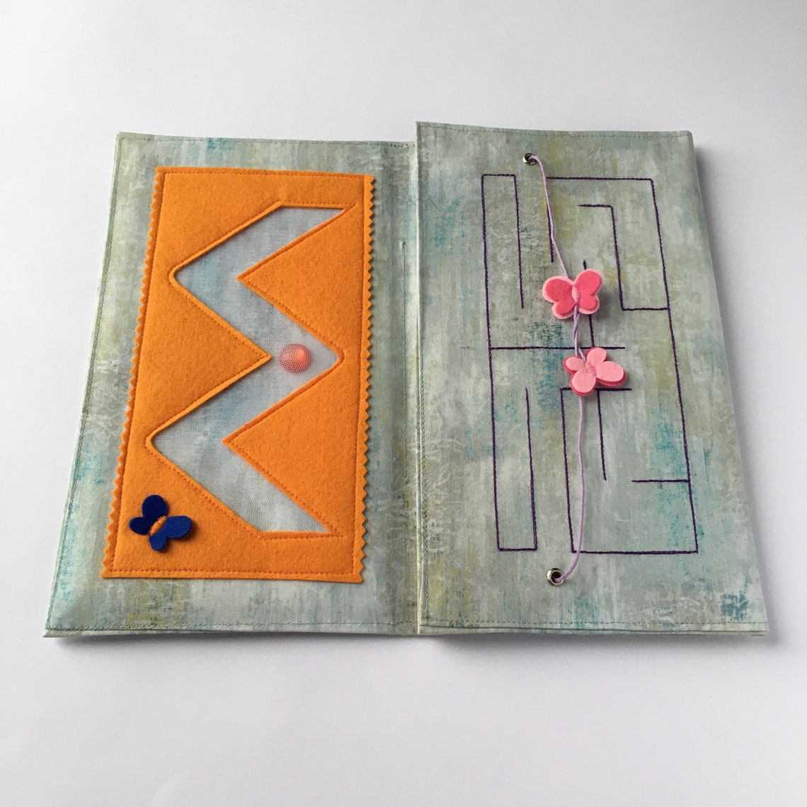 Quiet Book Finger Labyrinth Felt, Marble Fabric Maze, Gift for Children ...