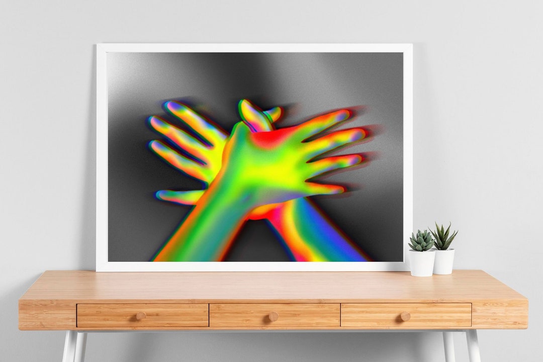 PSYCHEDELIC HANDS Illustration Digital Prints, Custom Couple ...