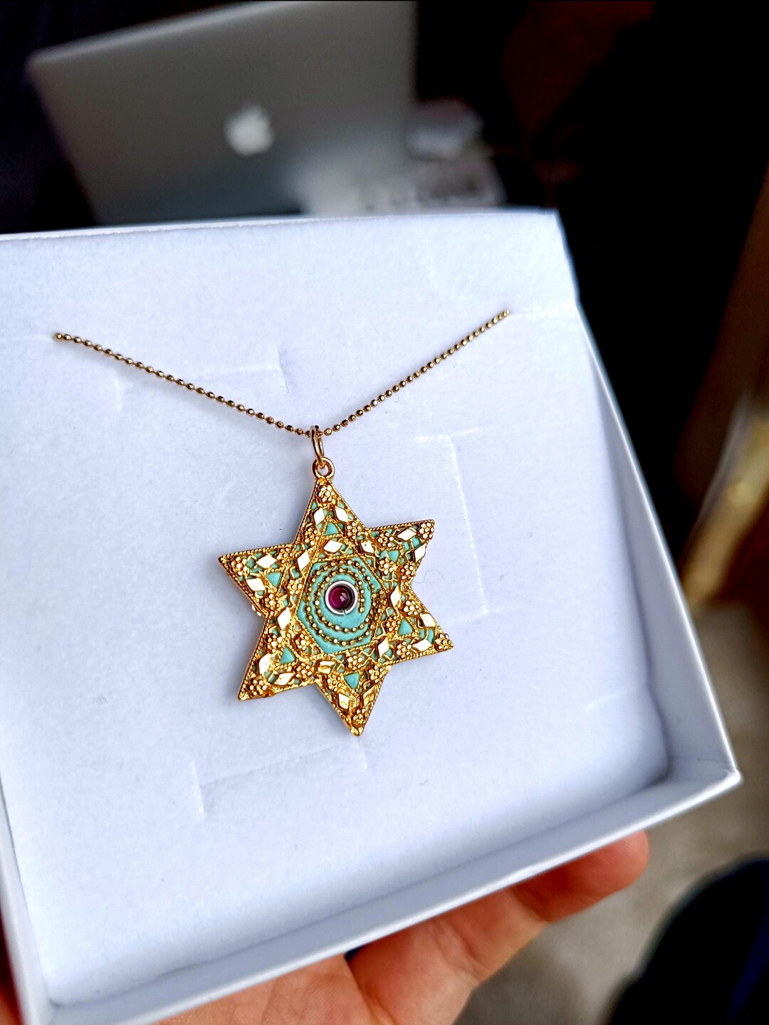 Jewish Star of David Necklace 18k Gold Filled, Israeli Gold Star ...