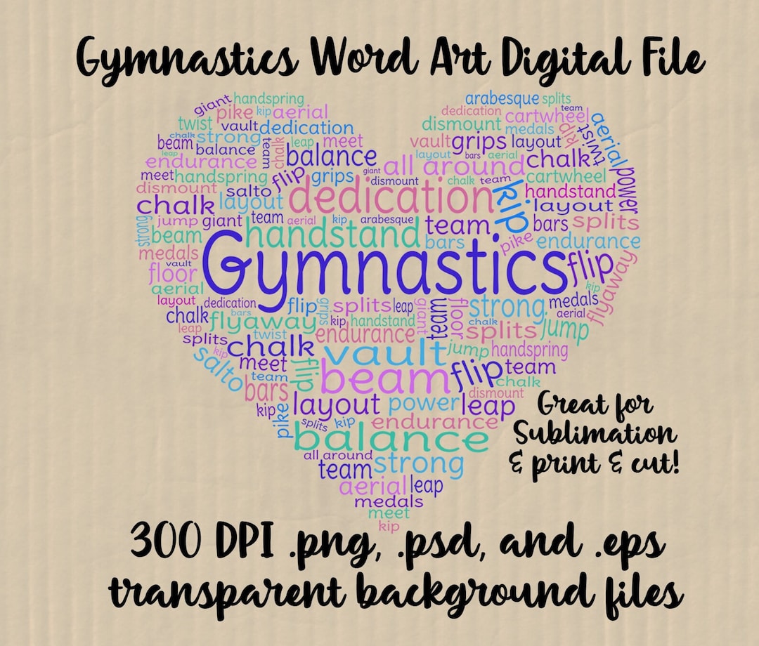 Gymnastics Word Art PNG and PSD Files for Sublimation - Etsy