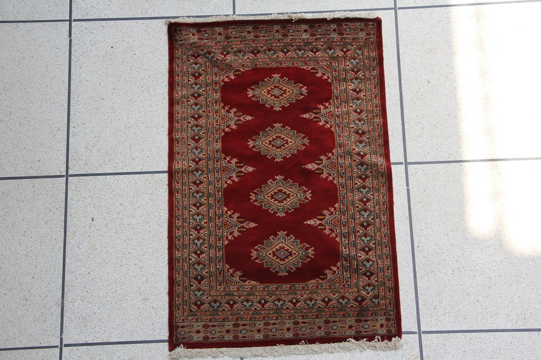 Small Tribal Rug, Boho Rug, Bohemian Area Rug, Boho Knotted Rug. Size ...