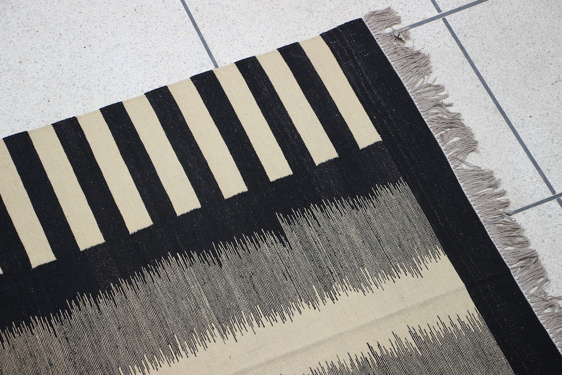 Black and White Striped Rug Striped Area Rug. Size:170 Cm X | Etsy