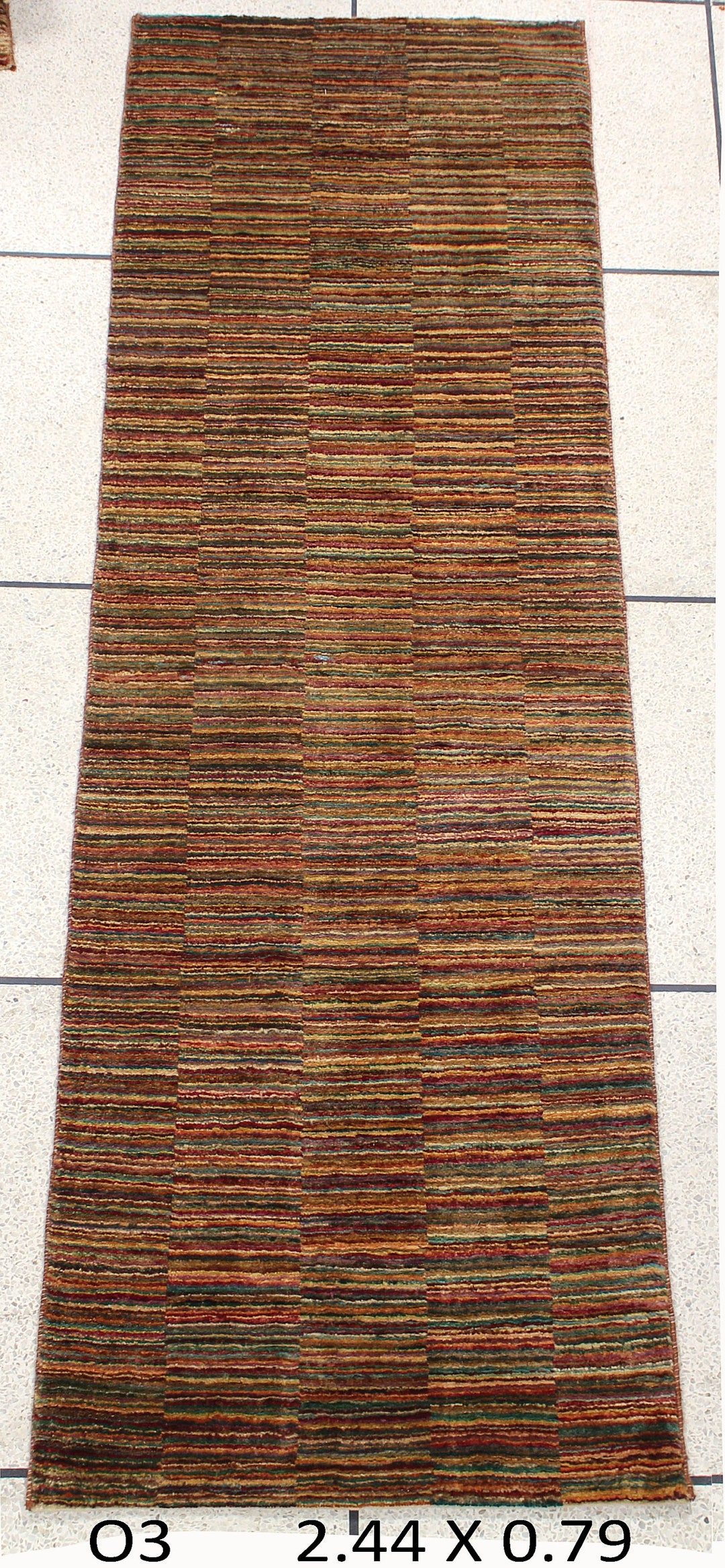Striped Entryway Rug, Corridor Runner, Hand Knotted Rug, Wool Rug ...