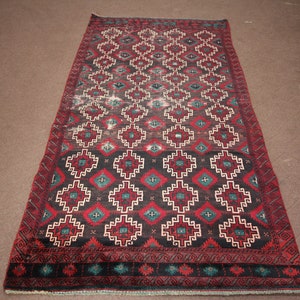 118 Cm X 257 Cm/3.9' X 8.4' Faded Rug, Distressed Rug, Rustic Tribal ...