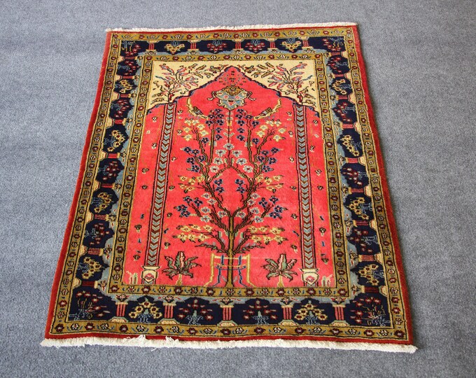 Vintage Prayer Rug, Unique Prayer Rug, One of a Kind Soft Prayer Rug ...