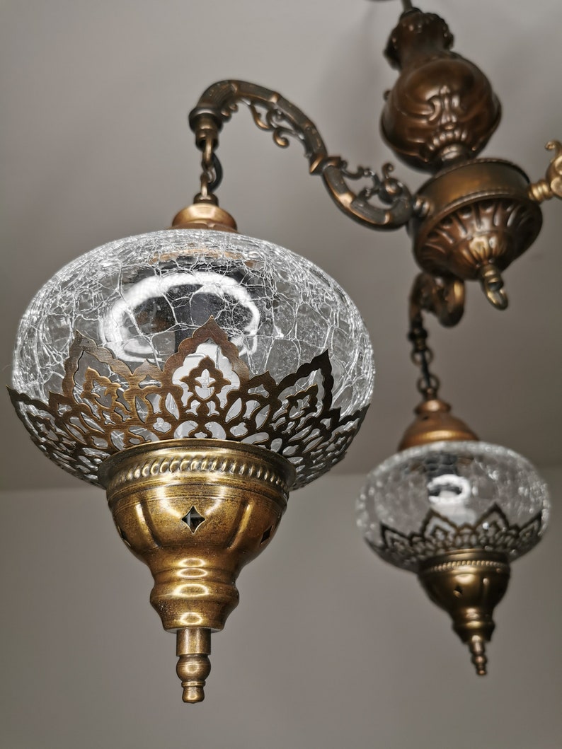 Free UK/EU Led Bulbs, Turkish Moroccan Bohemian Crackle Glass Ceiling ...