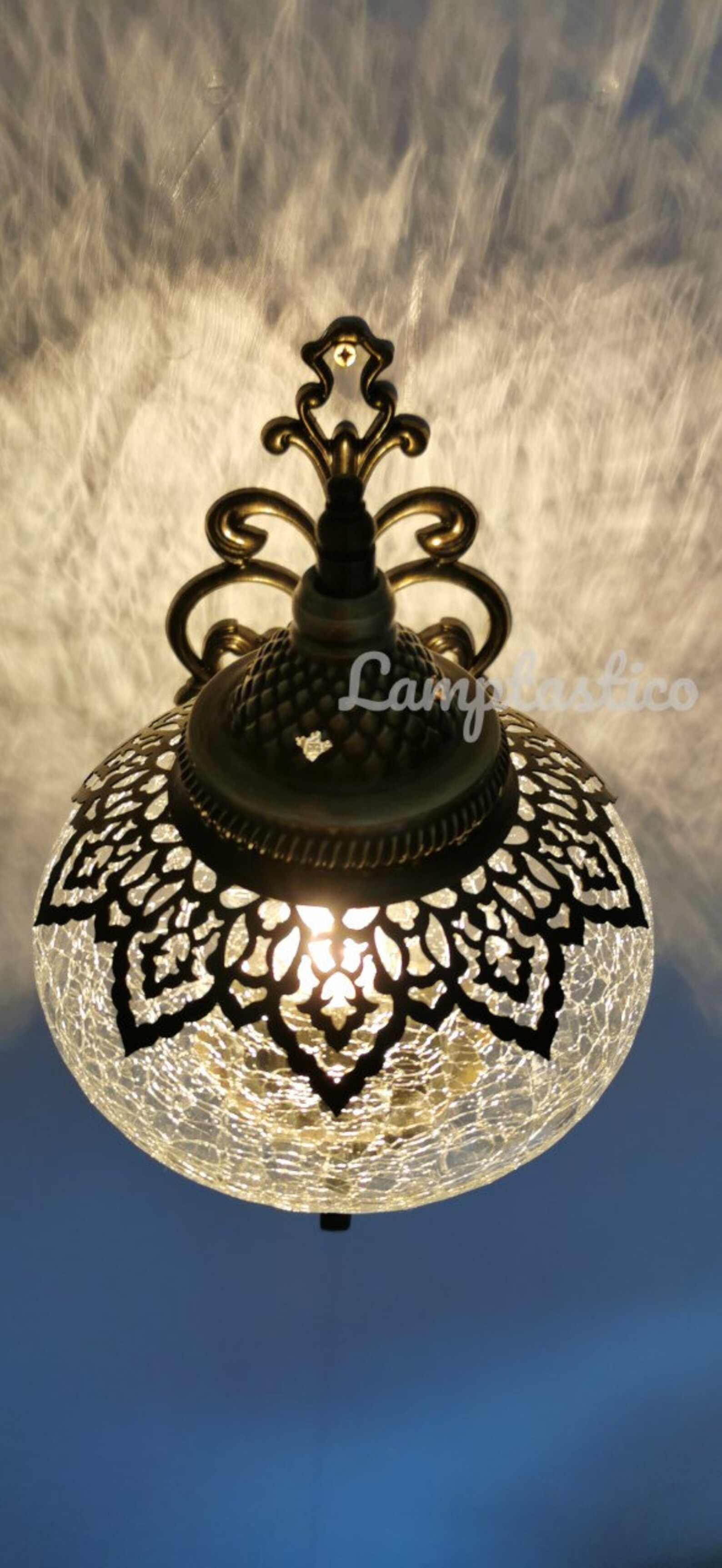 Free UK/EU Led Bulb Crackle Glass Handmade Turkish Wall Sconce Lamp ...