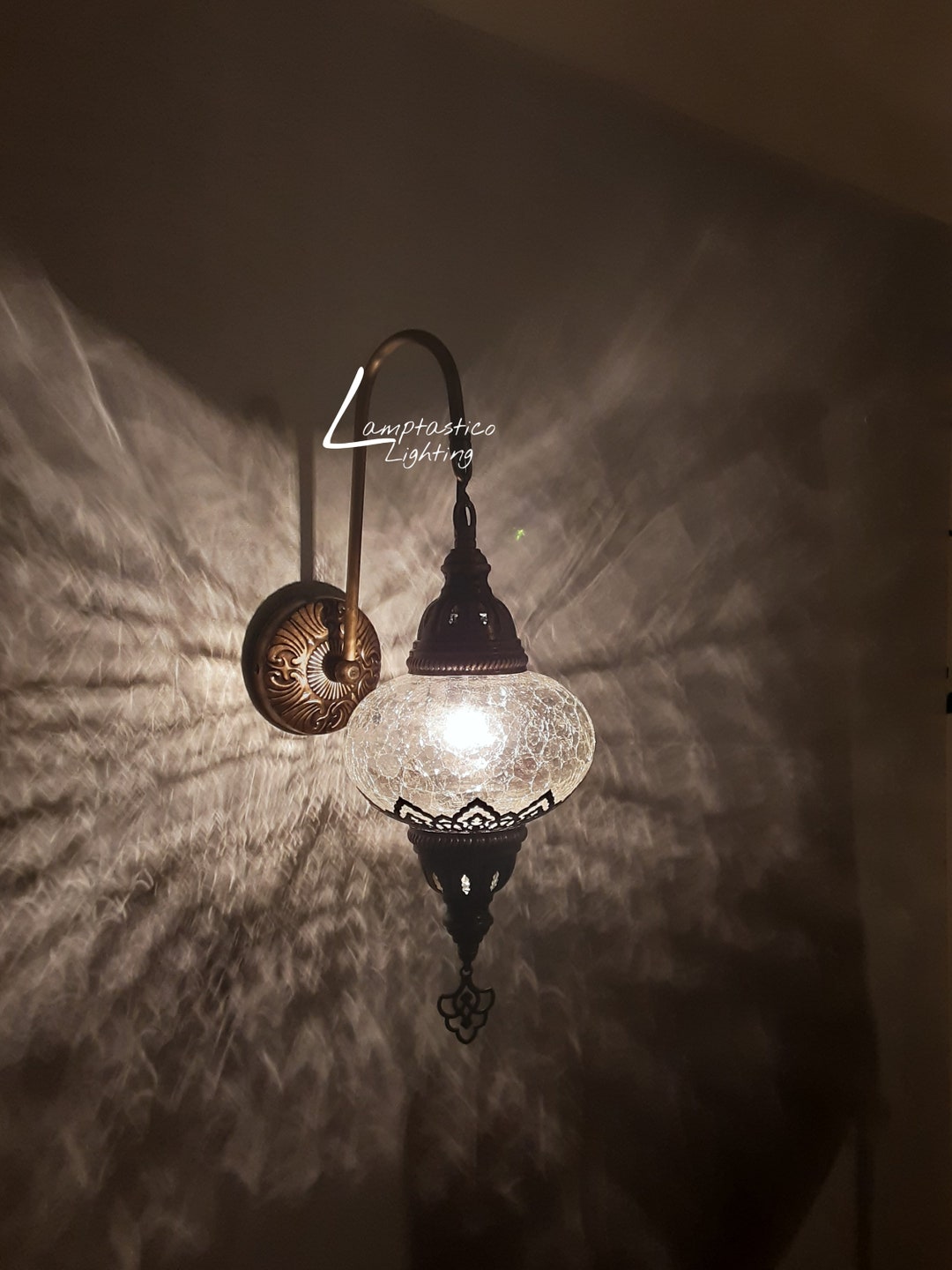 Free UK/EU Led Bulb Lamptastico Crackle Clear Glass Wall Light Living ...