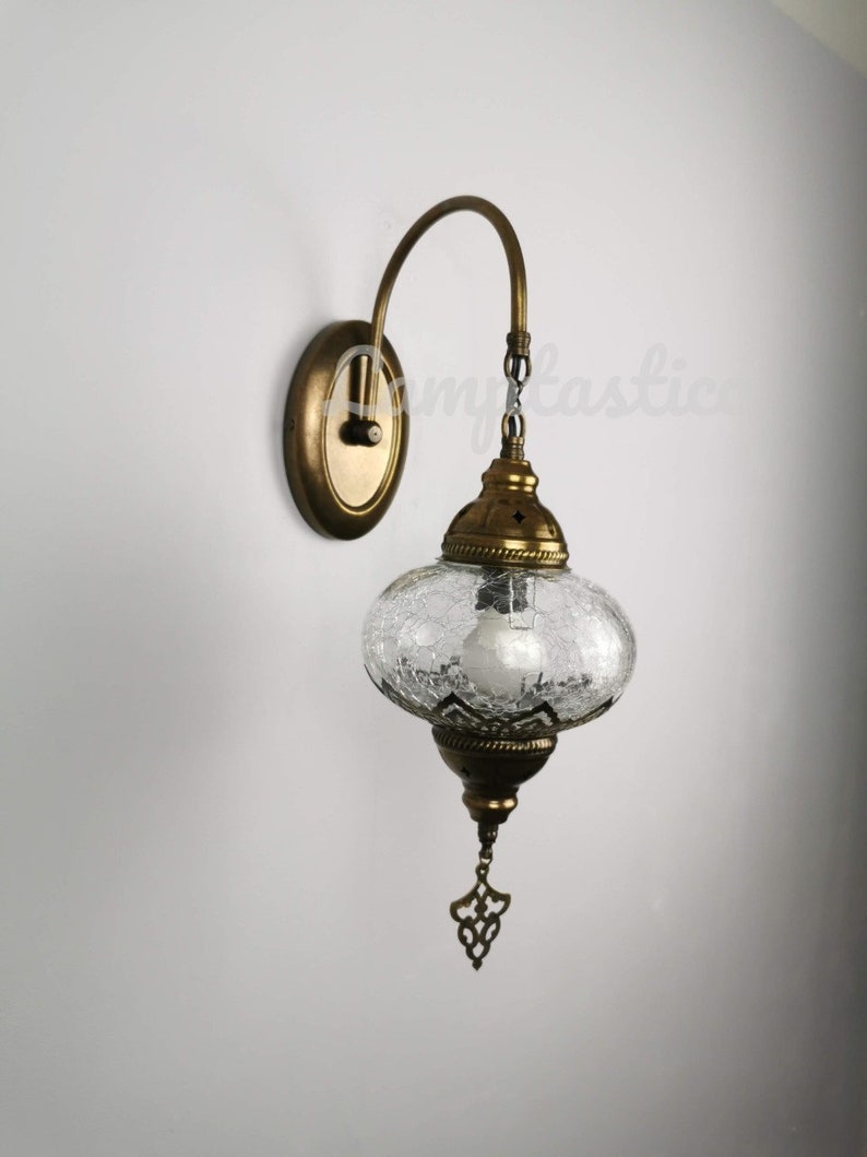 Free UK/EU Led Bulb Crackled Glass Turkish Wall Light Living Room ...