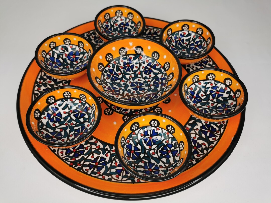 Handmade Turkish Breakfast Set, Decorative Bowl Set, Orange Ceramic Set ...