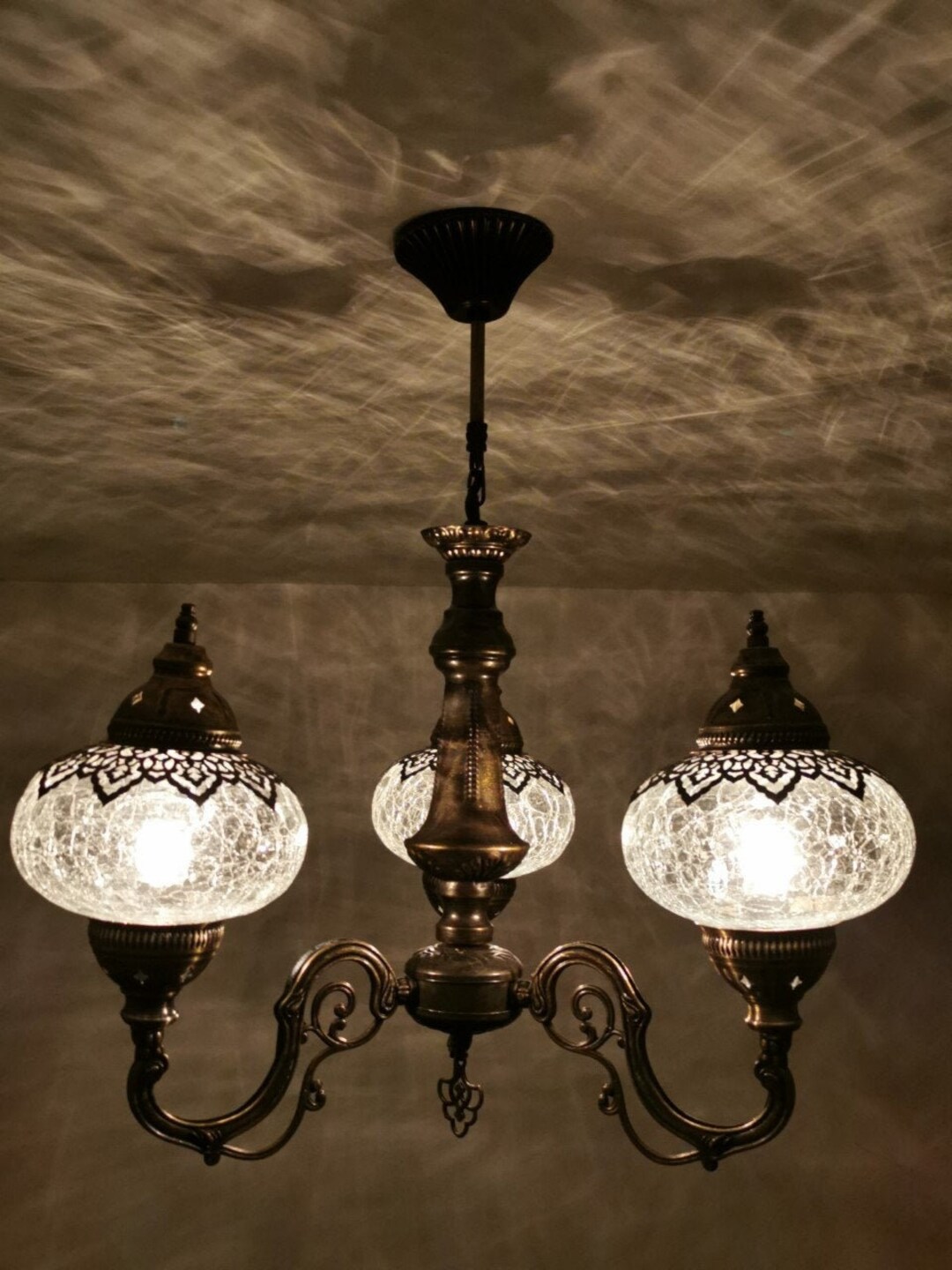 Free UK/EU Led Bulbs Traditional Crackle Clear Glass Ceiling Hanging ...