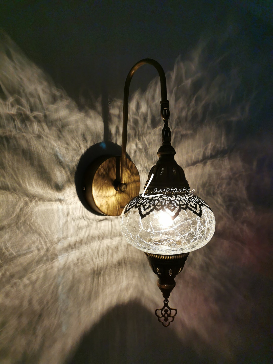 Free UK/EU Led Bulb Crackle Clear White Matt Glass Modern Wall Light ...