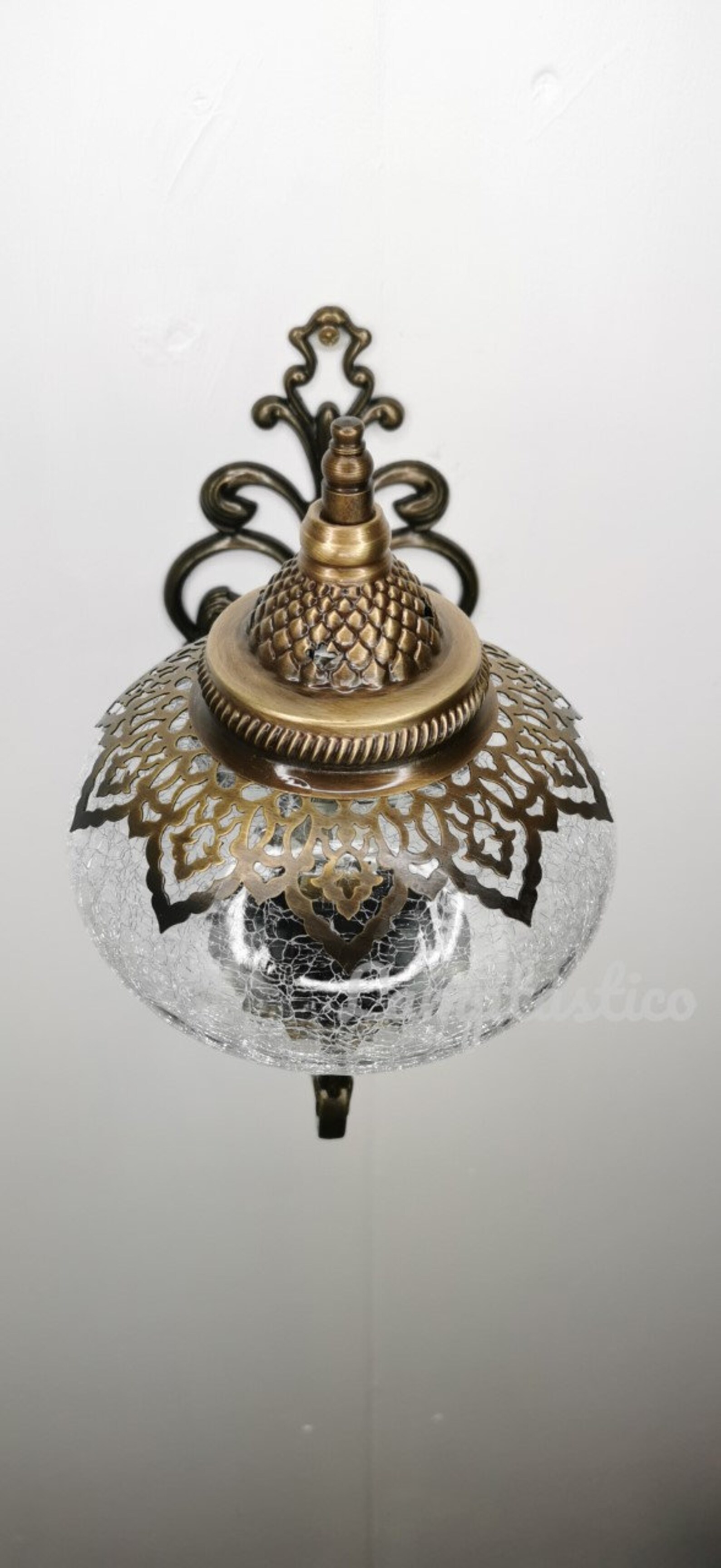 Free UK/EU Led Bulb Crackle Glass Handmade Turkish Wall Sconce Lamp ...