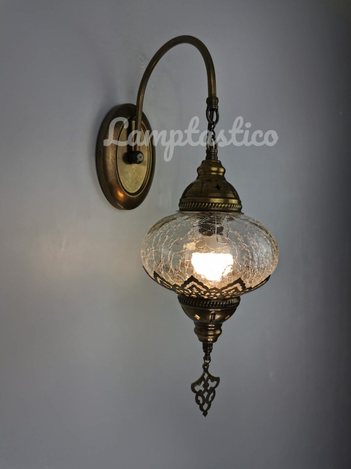 Free UK/EU Led Bulb Crackled Glass Turkish Wall Light Living Room ...