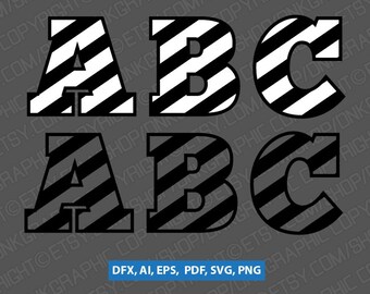 Striped letters svg | Etsy