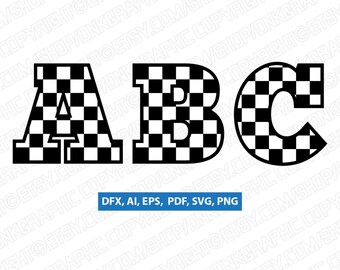 Checkered font | Etsy