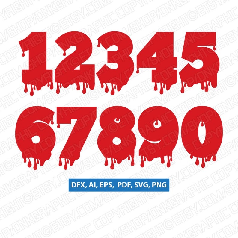 Bloody Blood Dripping Numbers 0-9 SVG Vector Silhouette Cameo | Etsy
