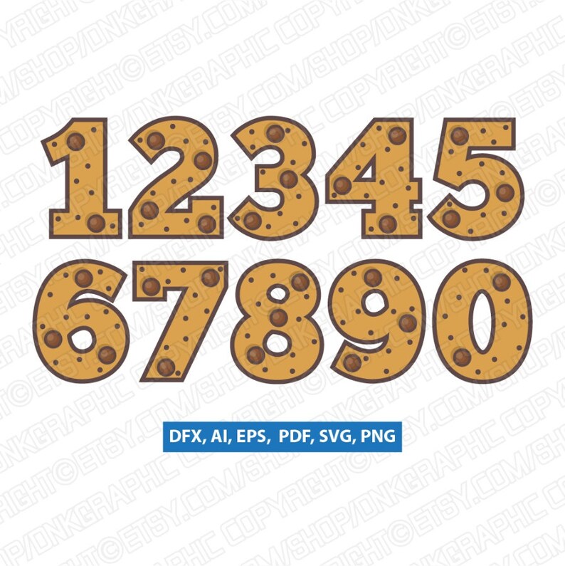 Chocolate Chip Cookies Numbers 0-9 Printable SVG Birthday | Etsy