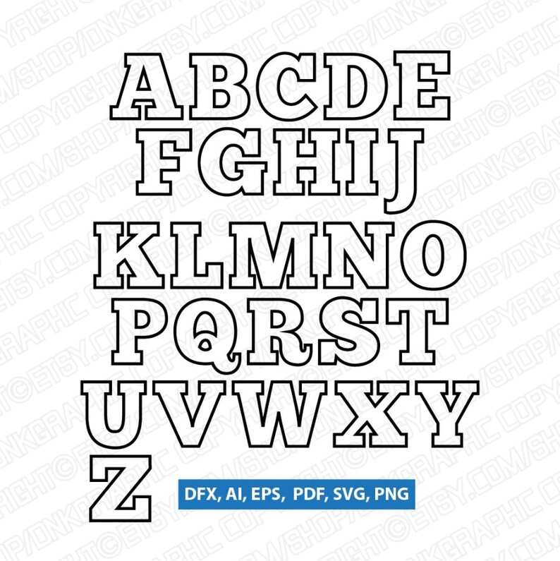 Outline Letter Font Alphabet Lettering Party SVG Vector | Etsy