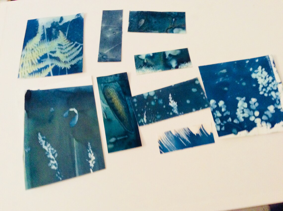 Cyanotype and Acrylic Print off Cuts for Crafters to Use in ...