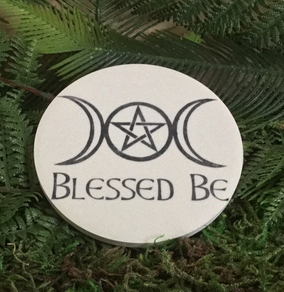 Blessed Be Triple Moon Pentacle 4 Hand Painted Ceramic - Etsy