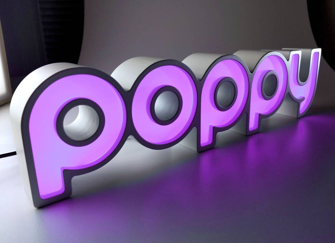 Personalised Name Light. Custom Made Illuminated LED Sign. Freestanding ...