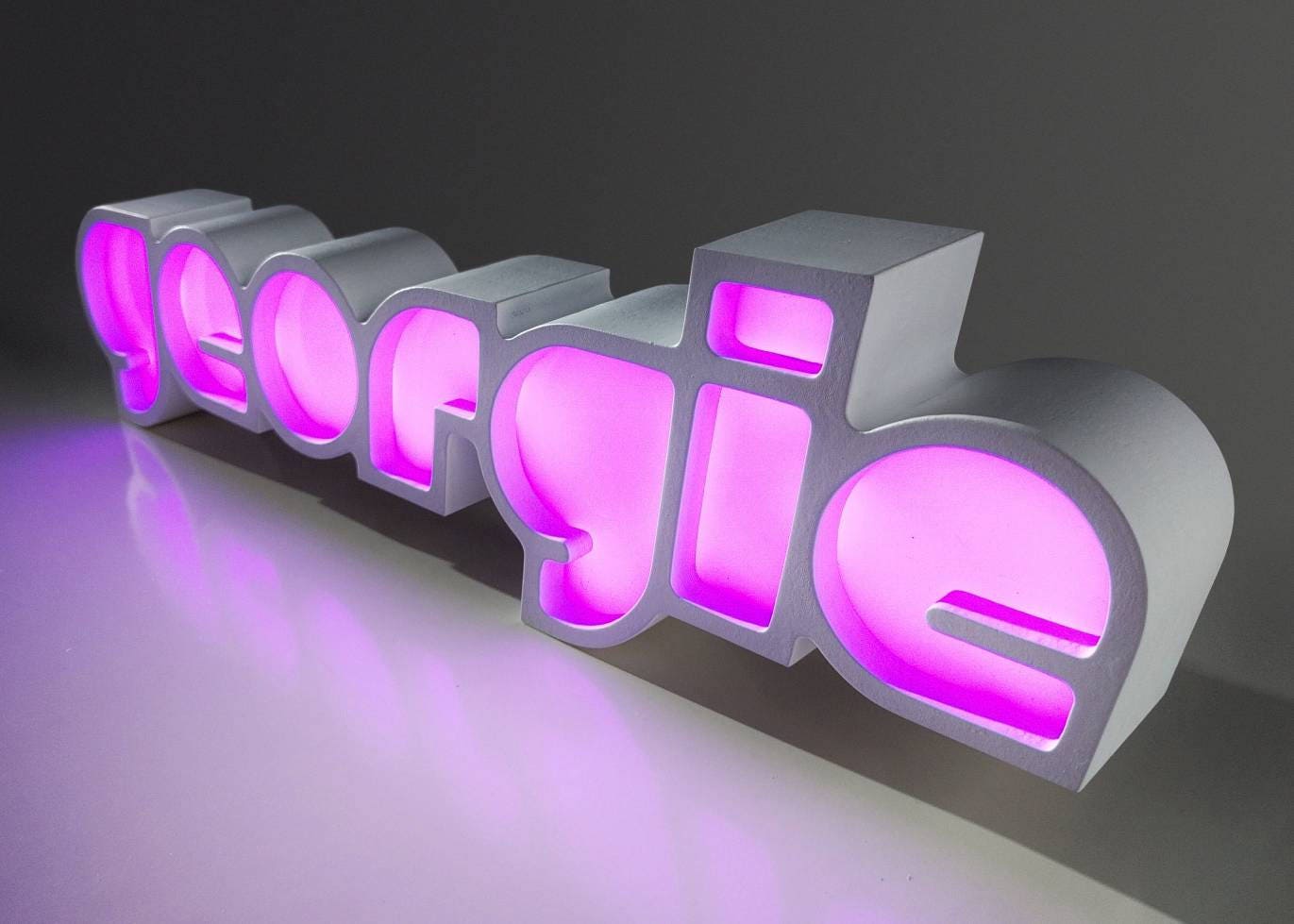 Personalised Name Light. Custom Made Illuminated LED Sign. Freestanding ...