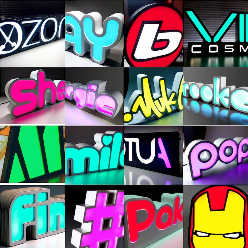 Personalised name light. Custom made Illuminated LED Sign. | Etsy