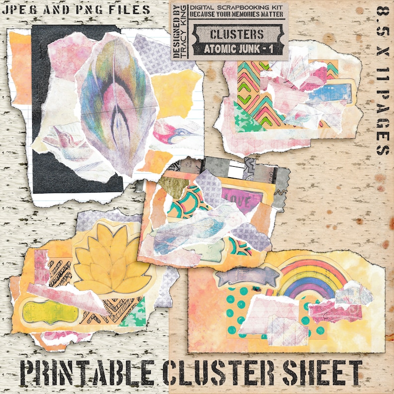 Atomic Junk Clusters - 1, Printable Junk Journal Clusters, Printable ...