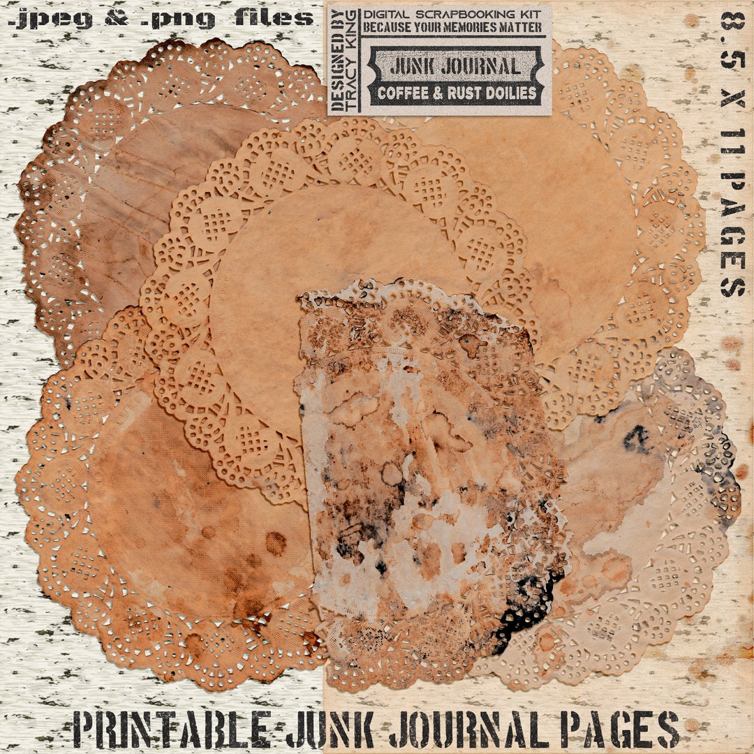 Coffee & Rust Doilies, Junk Journal, Digital Scrapbooking, Art Journal ...
