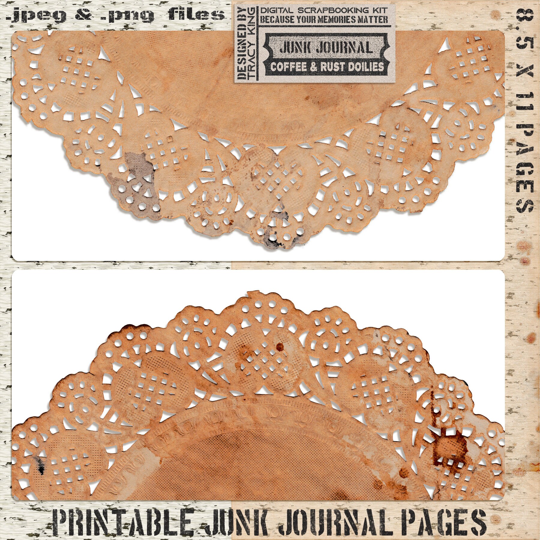 Coffee & Rust Doilies, Junk Journal, Digital Scrapbooking, Art Journal ...