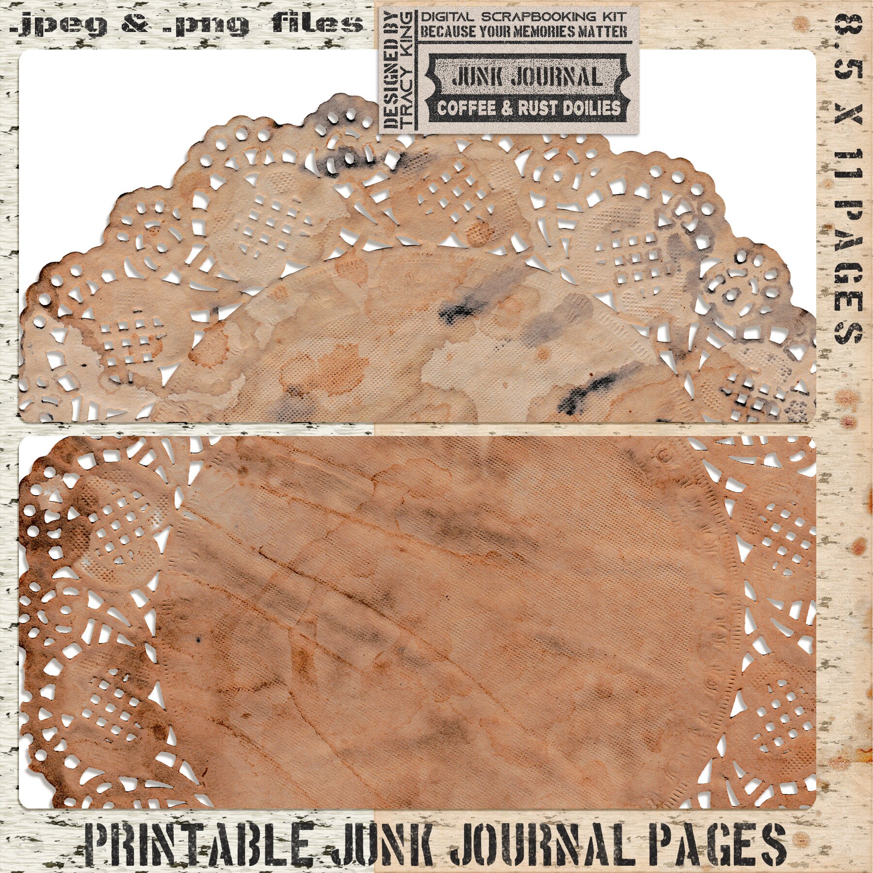 Coffee & Rust Doilies, Junk Journal, Digital Scrapbooking, Art Journal ...