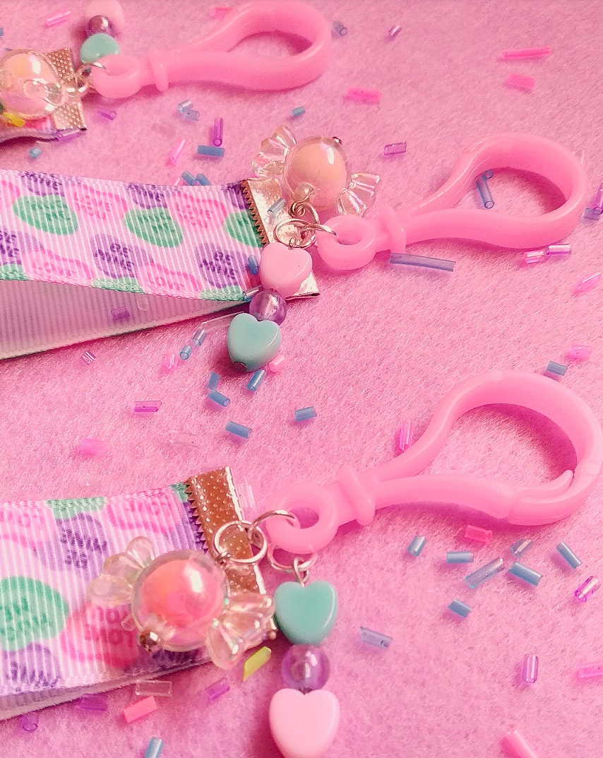 Pastel Cute Keychain Handmade soft pink Harajuku Style | Etsy