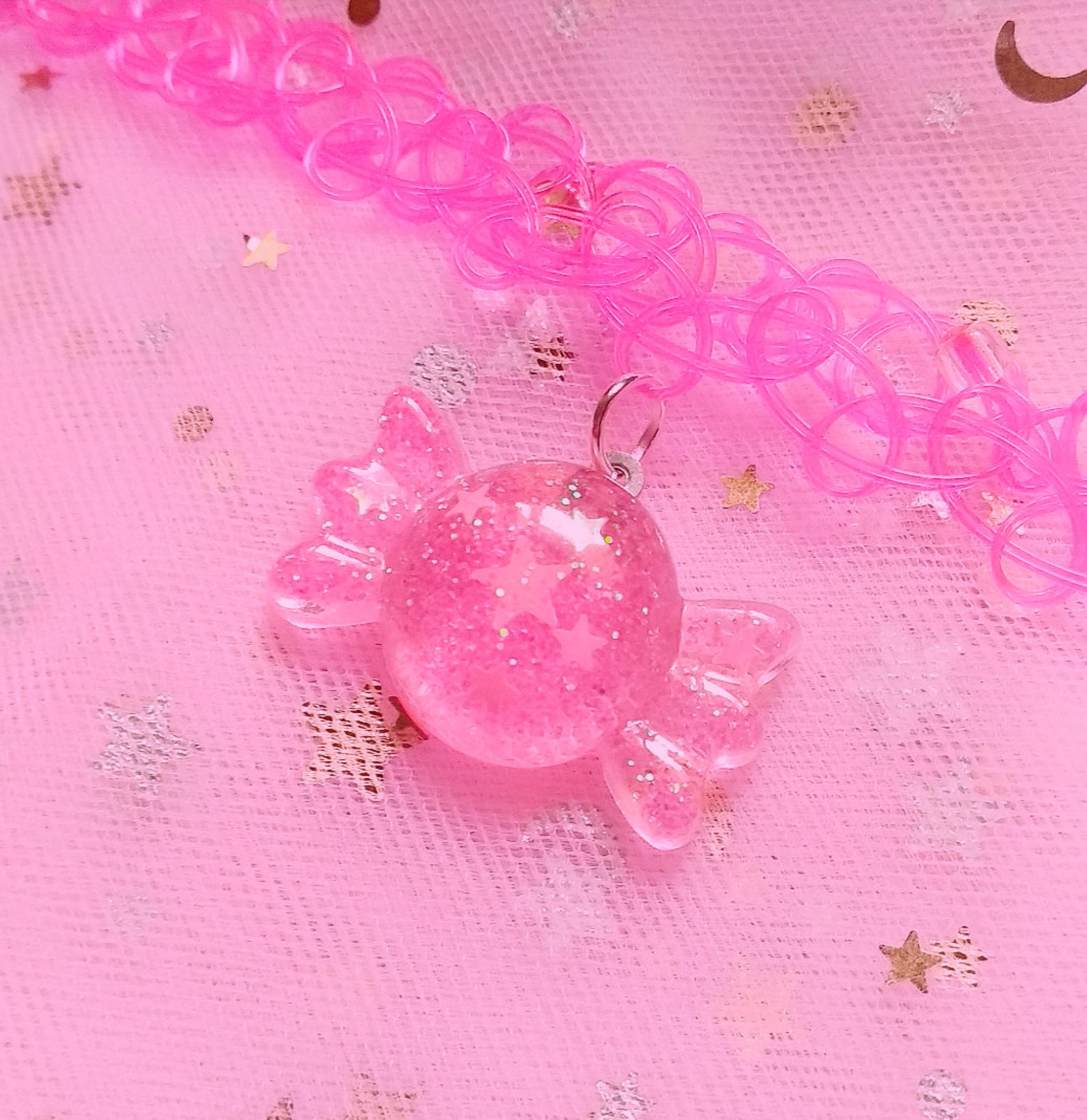 Kawaii Candy Sweets Choker Necklace - Lollipop Gummy Bear Candy Resin ...