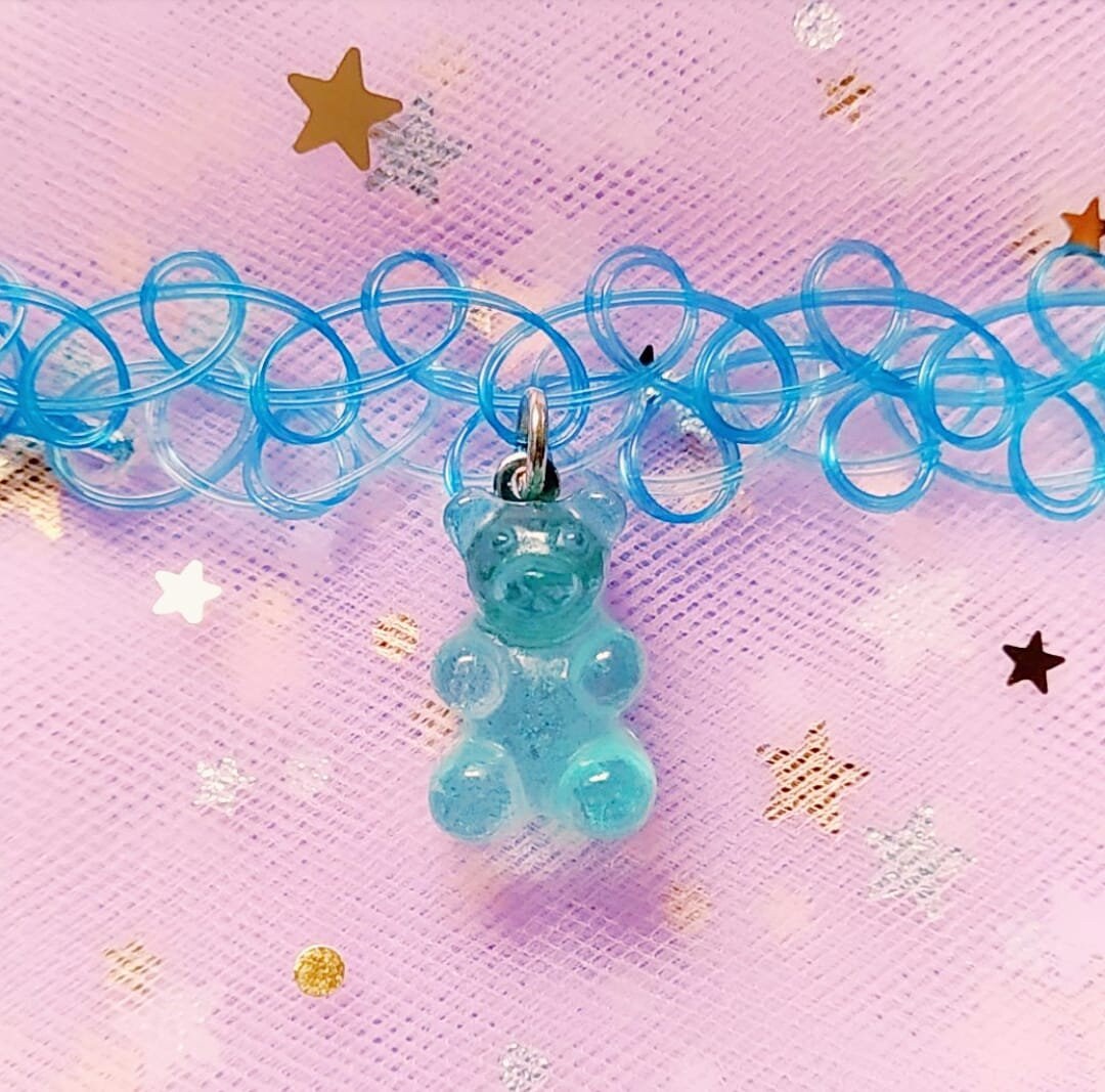 Kawaii Candy Sweets Choker Necklace - Lollipop Gummy Bear Candy Resin ...
