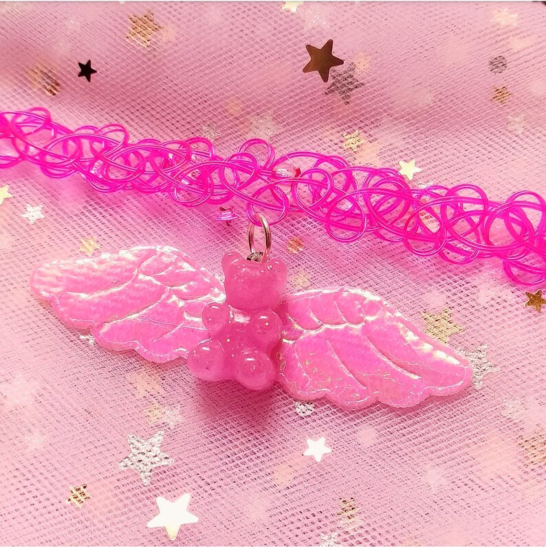 Kawaii Candy Sweets Choker Necklace - Lollipop Gummy Bear Candy Resin ...
