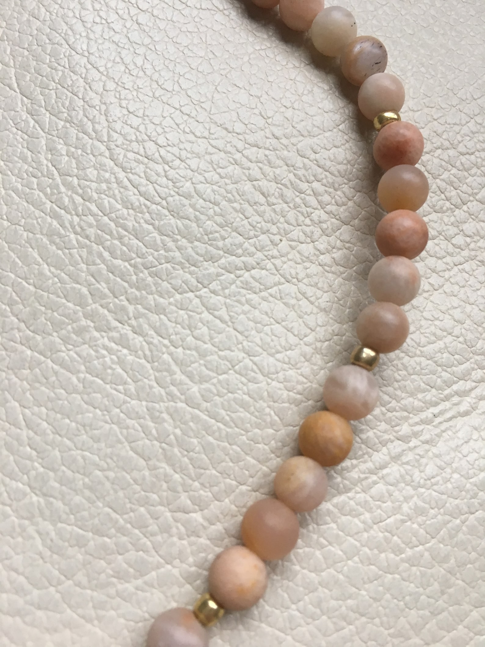 Natural Unpolished Moonstone 6mm Beaded Necklace With a Namaste Charm ...
