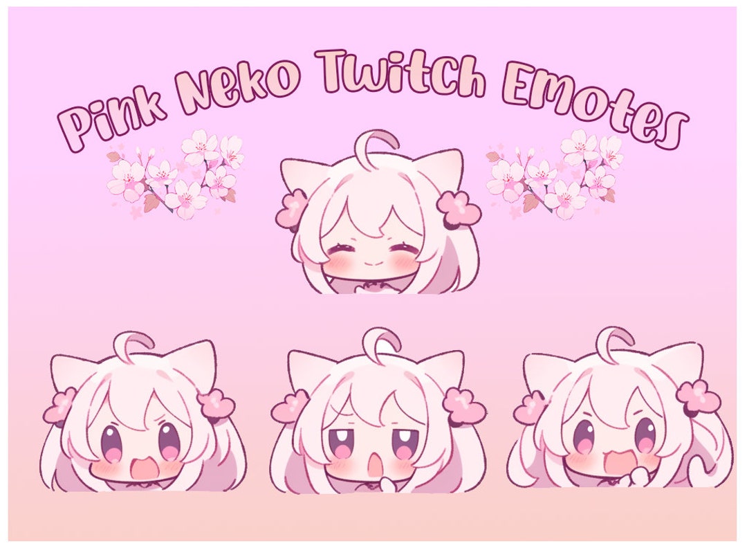 Pink Neko Twitch Emote Set Cute Furry Twitch Emotes, Instant Download ...